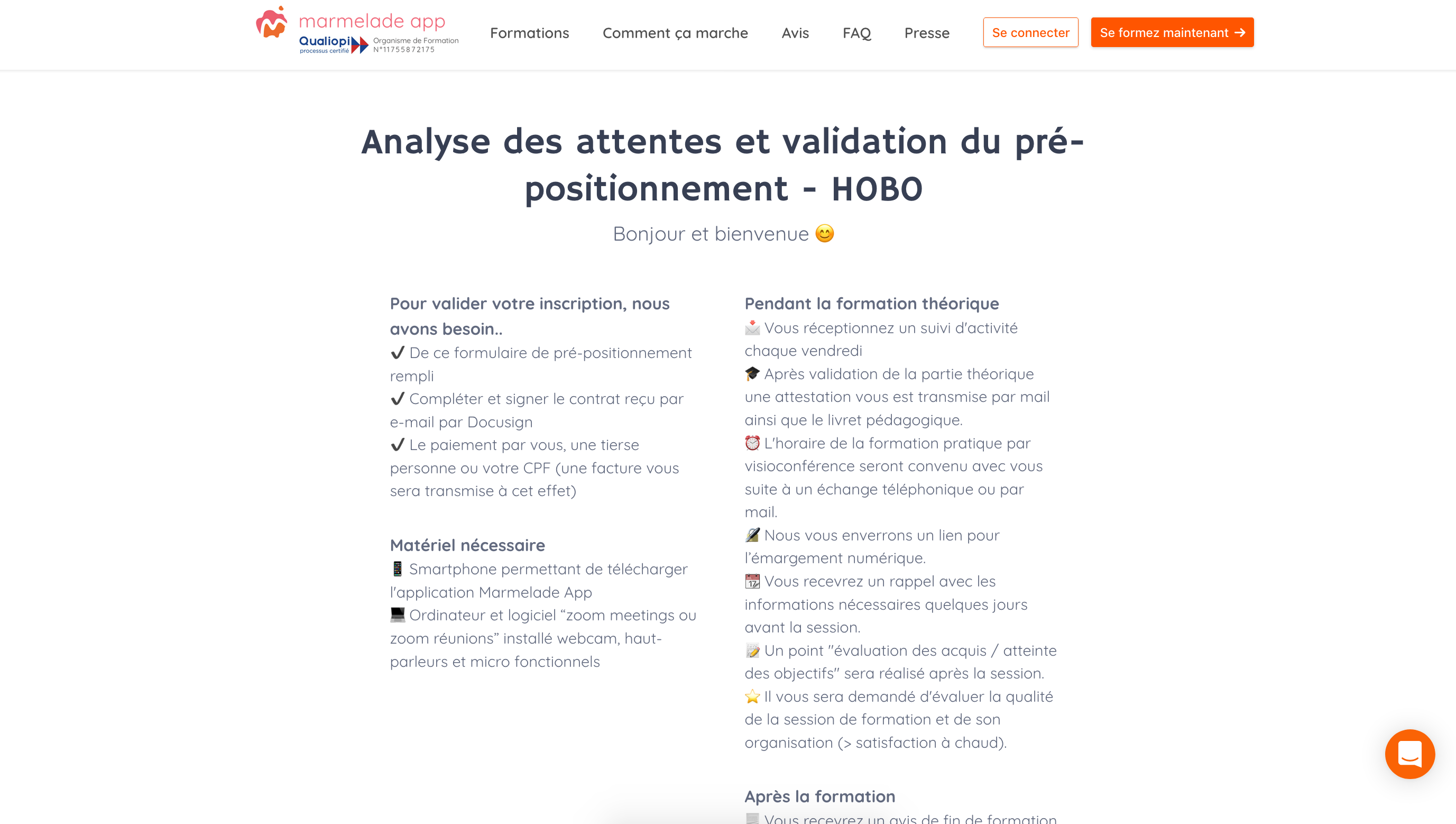 Analyse des attentes et validation du pré-positionnement - H0B0